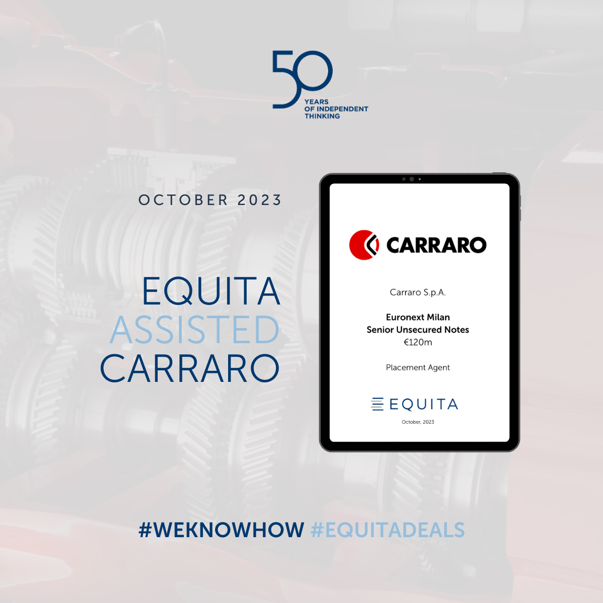 EQUITA assisted Carraro - EQUITA