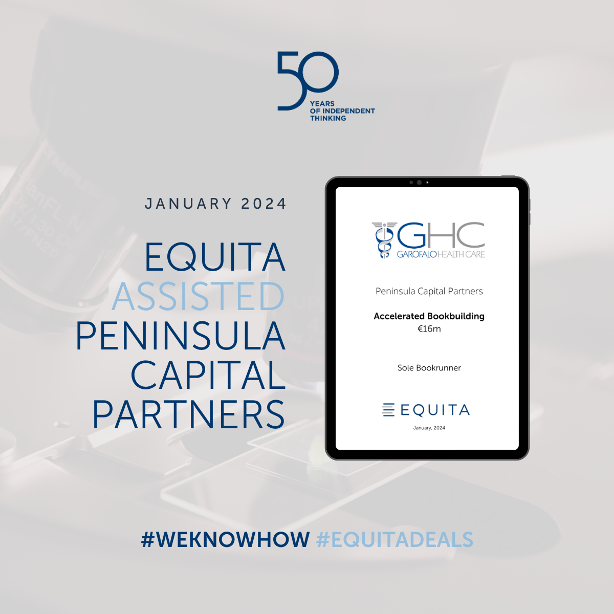 EQUITA assisted Peninsula Capital Partners - EQUITA