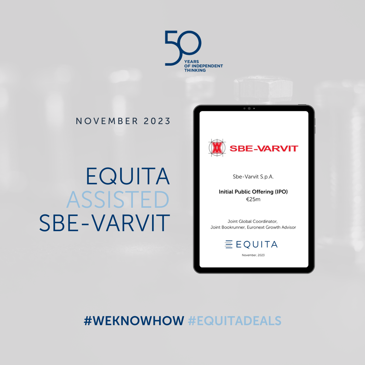 EQUITA assisted Sbe-Varvit - EQUITA