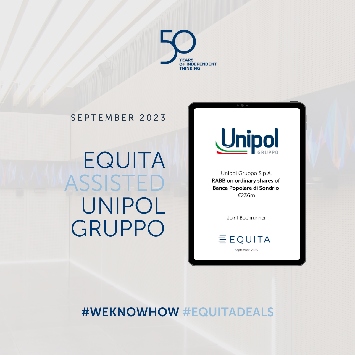 EQUITA assisted Unipol Gruppo - EQUITA
